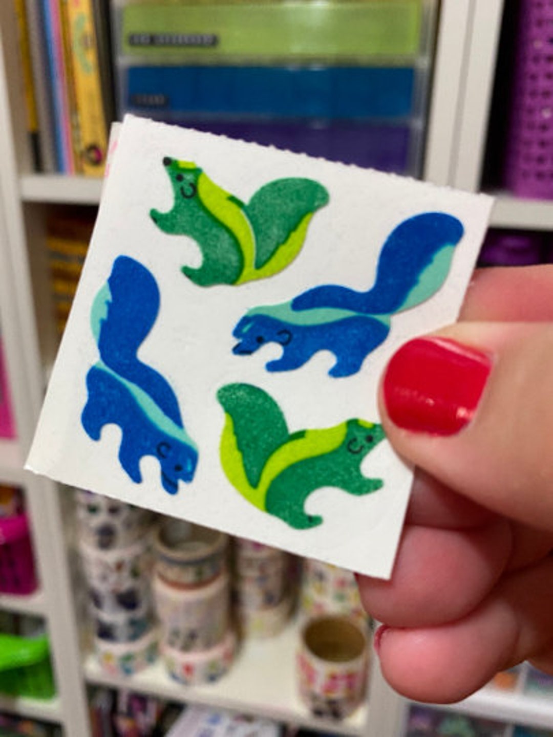 Vintage Great 7 Fuzzy Flocked Stickers Skunk - Etsy