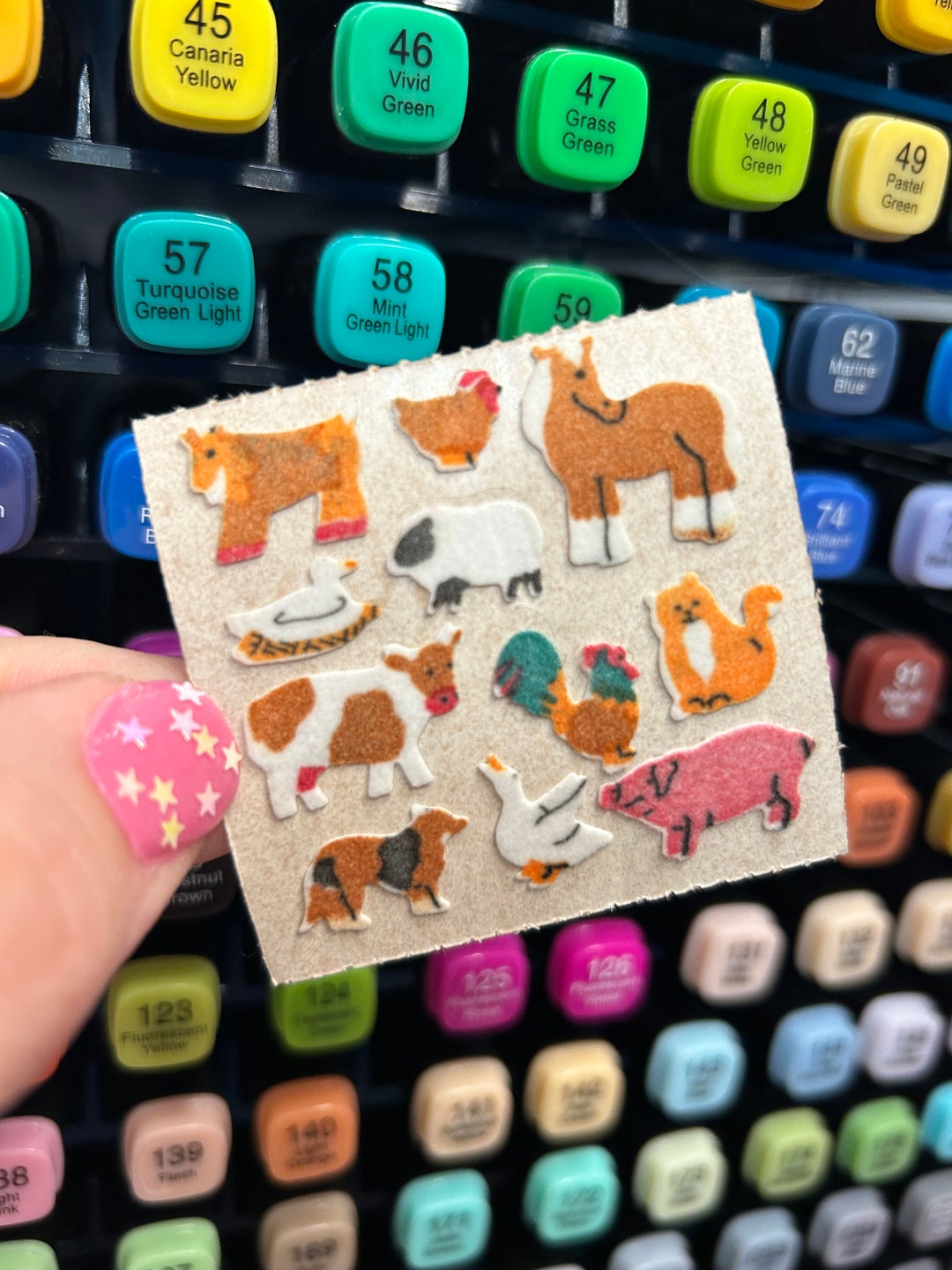 Vintage Fuzzy Flocked Stickers Micro Farm Animals - Etsy