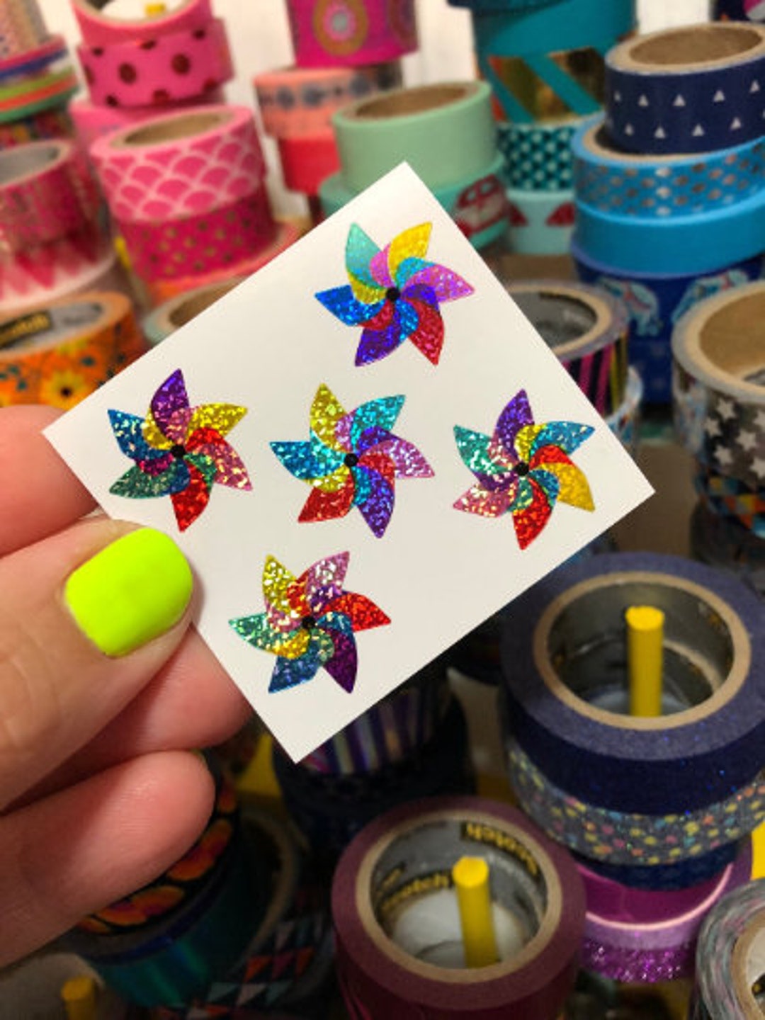 Limited Edition Rainbow Sparkle Stickers Pinwheels - Etsy
