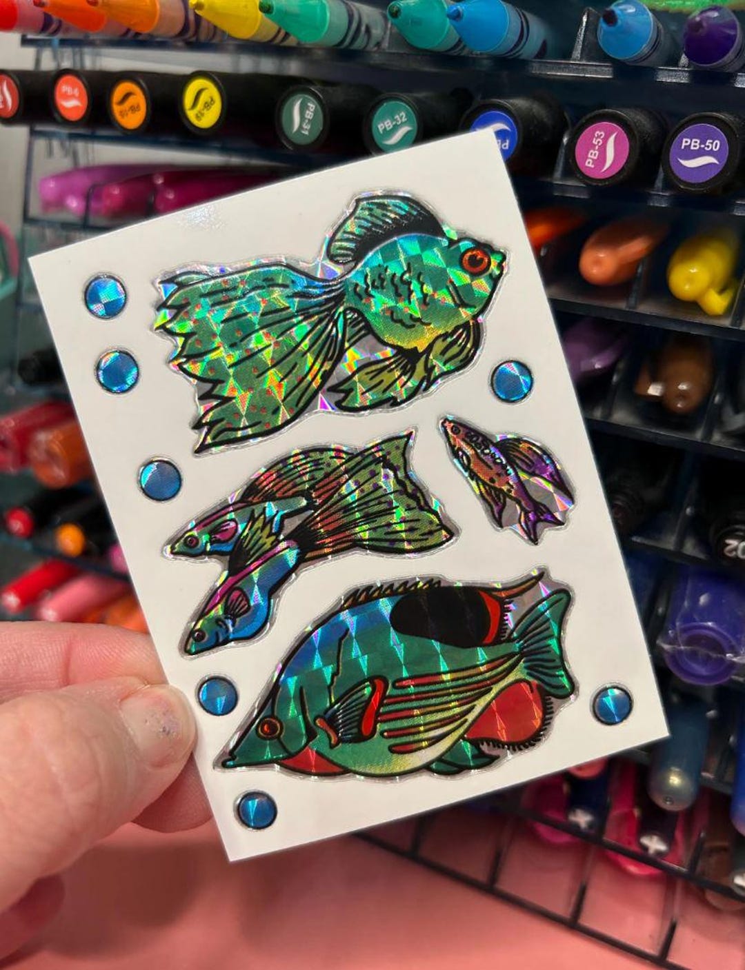 Vintage Sparkle Rainbow Tropical Fish Stickers V2 - Etsy