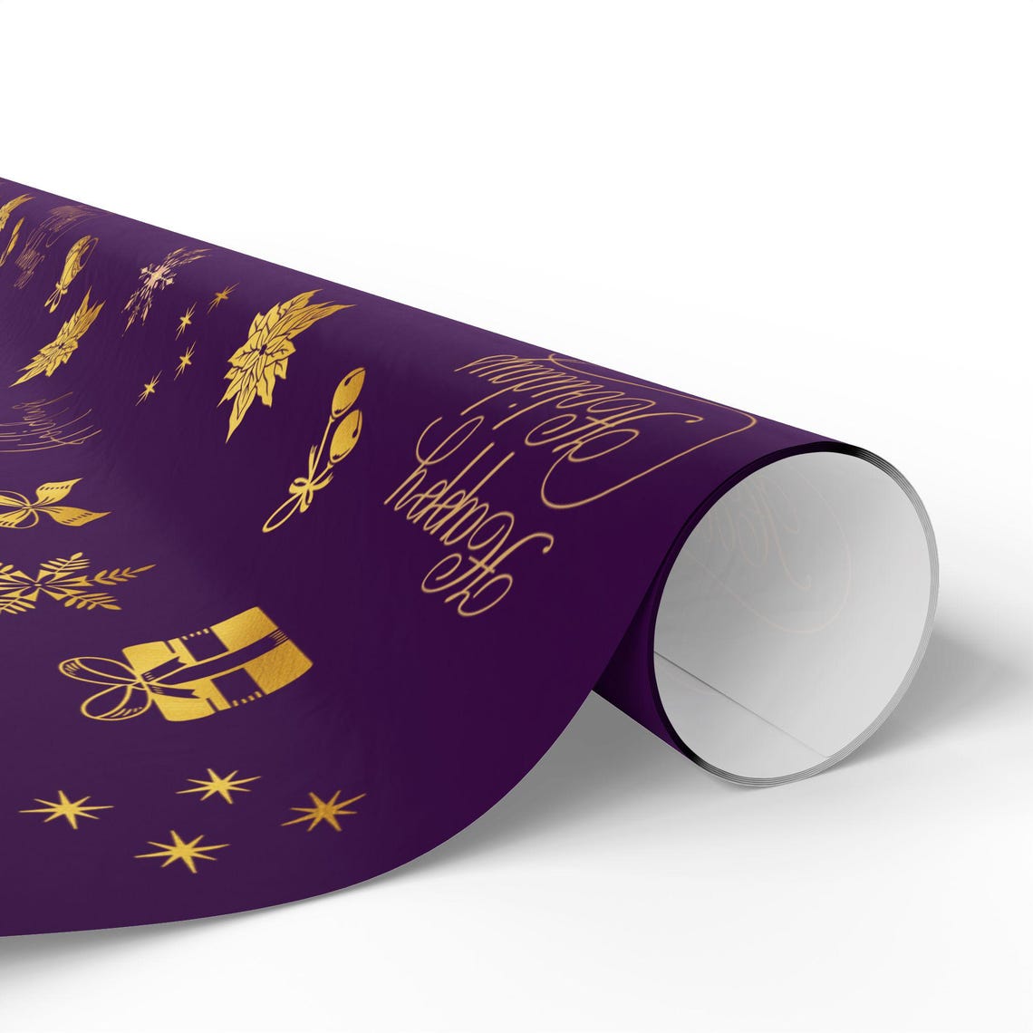 Holiday Wrapping Paper Dark Purple Wrapping Paper Gold Wrapping Paper ...