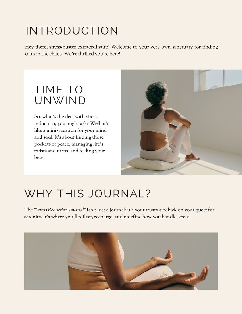 Stress Relief Journal, Tranquil Journals, Digital Download Editable ...