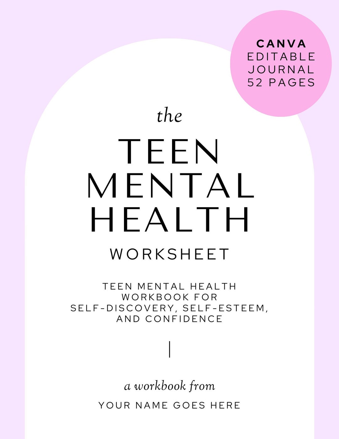 52 Page Editable Teen Mental Health Workbook, Mental Health Awareness ...