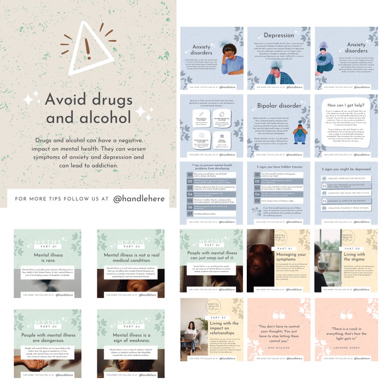 52 Editable Mental Health Social Media Templates (digital Download) - Etsy