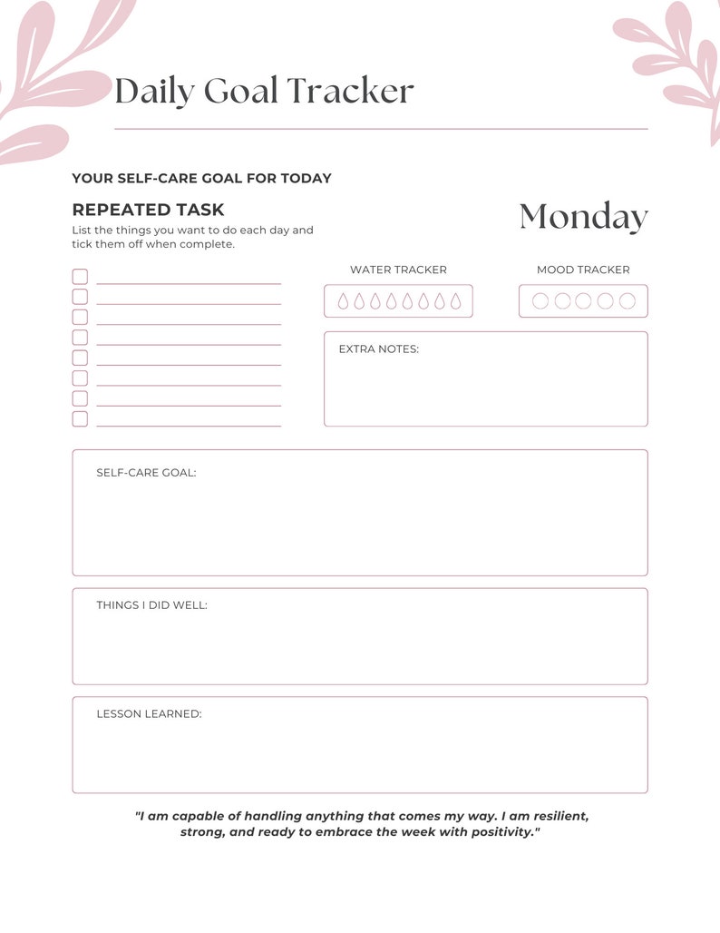 Self-care Planner Printable: Wellness Journal, Self-love Guide (PDF) - Etsy