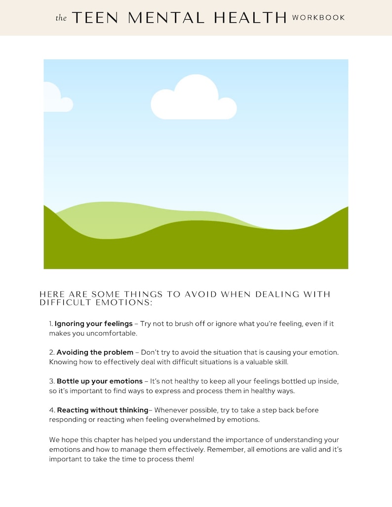 52 Page Editable Teen Mental Health Workbook, Mental Health Awareness ...