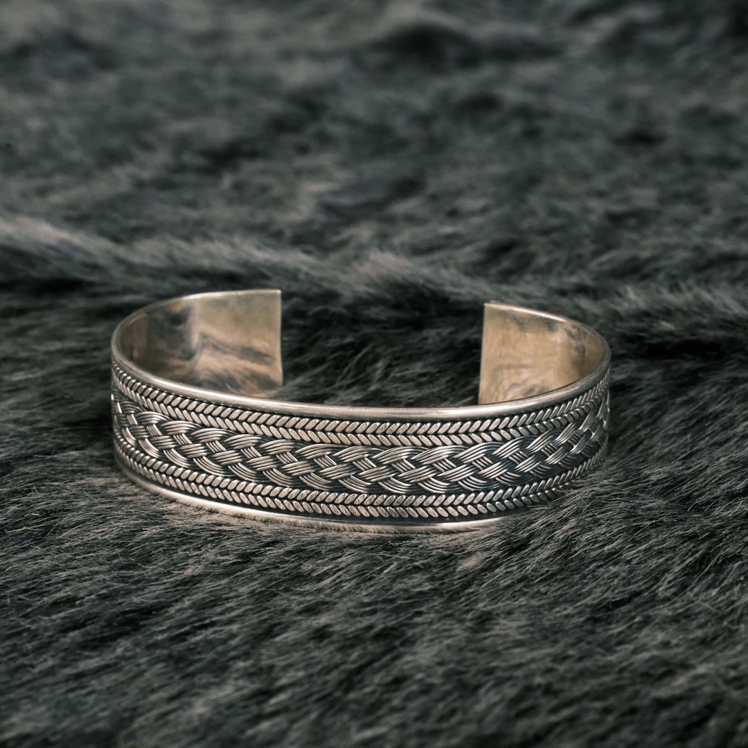 Handmade Men's Silver Bracelet, 925 Sterling Silver Adjustable Bracelet ...