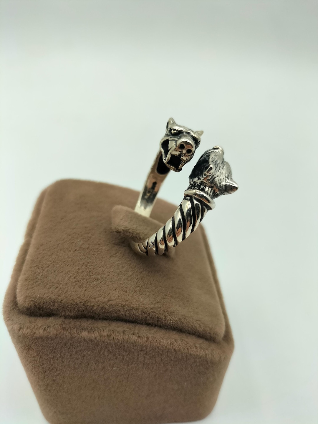 925 Sterling Pure Silver Adjustable Double Headed Puma Ring, Handmade ...