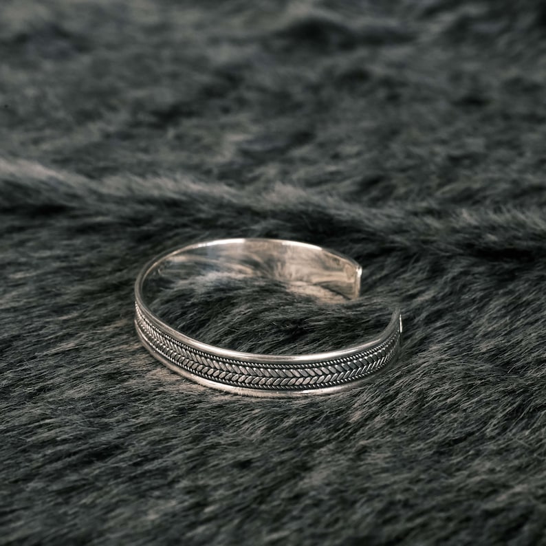 Handmade Men's Silver Bracelet, 925 Sterling Silver Adjustable Bracelet ...