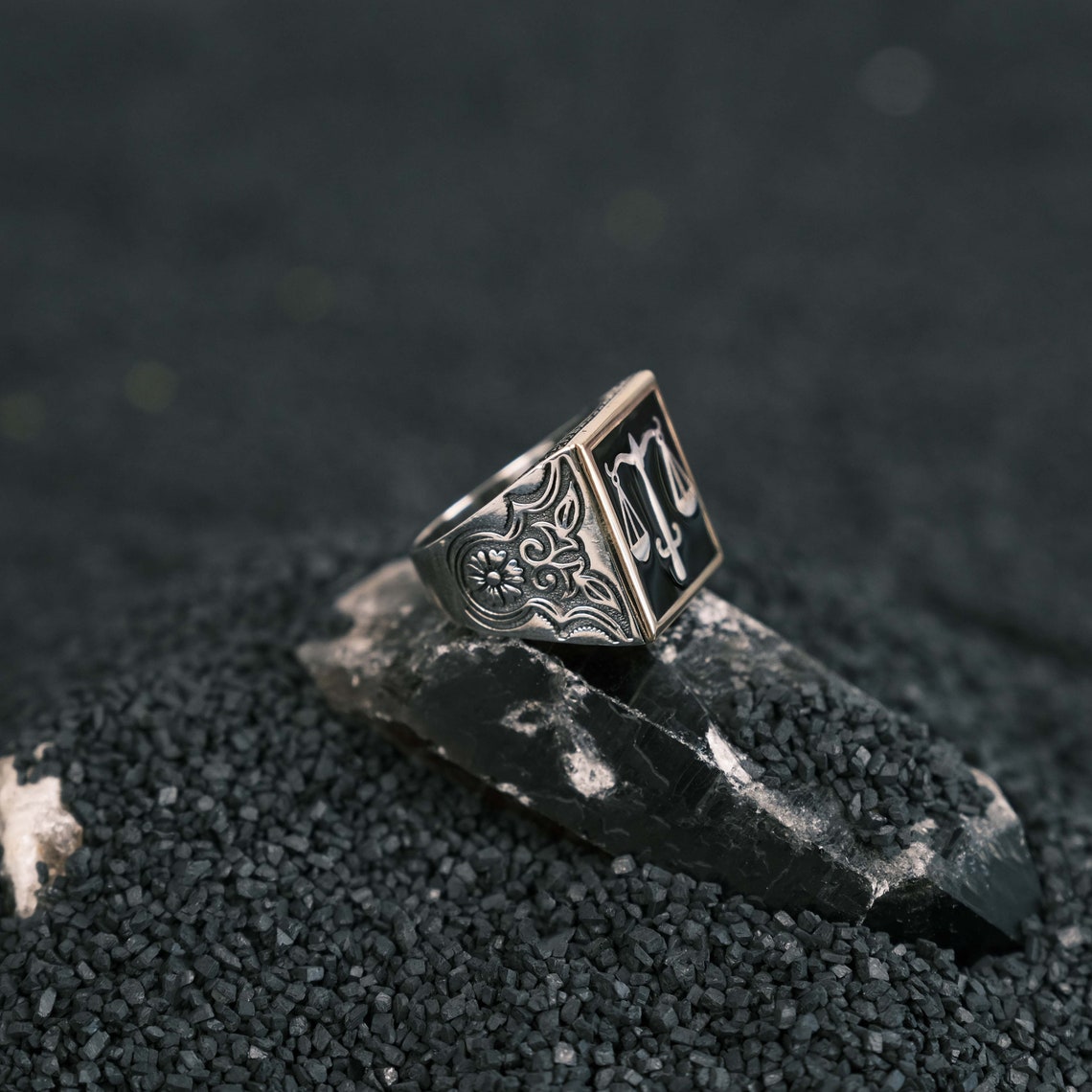 925 Sterling Silver Men's Ring,libra Silver Ring, Handmade Men's Ring ...