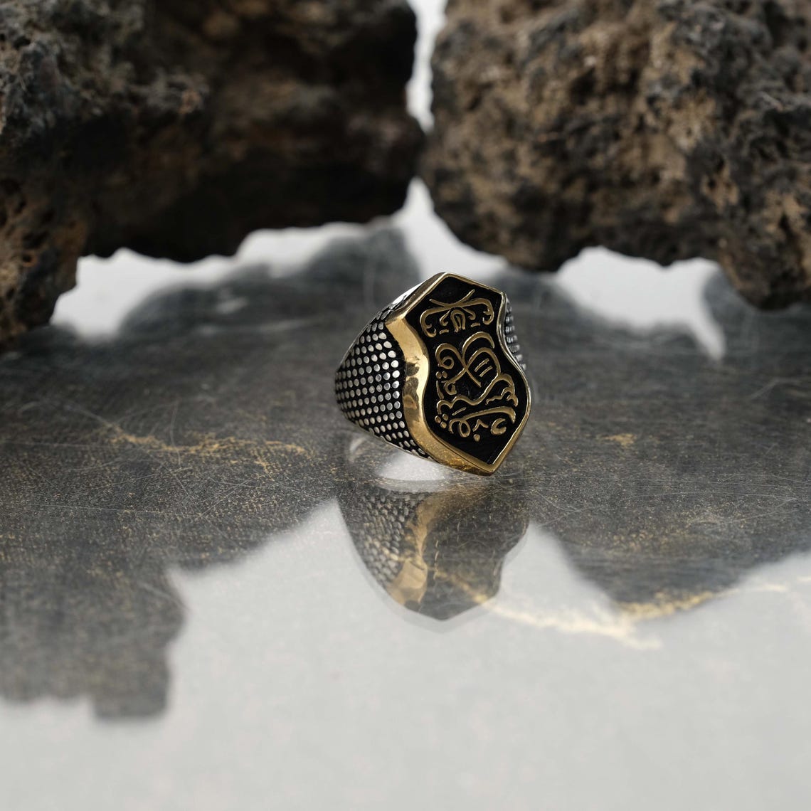 925 Sterling Islamic Silver Men's Ring, Arabic Written Silver Ring ...