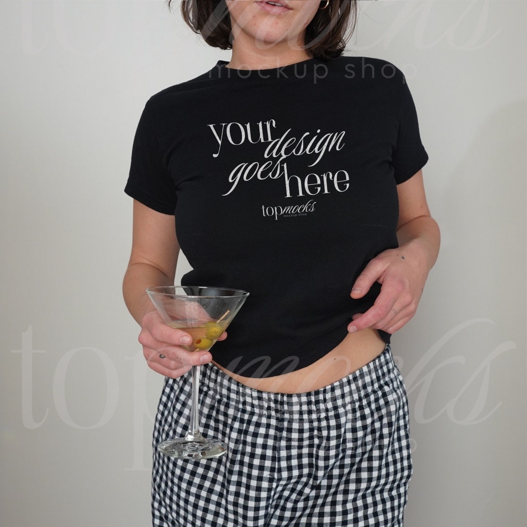 G 5000B Black Baby Tee Mockup, Womens Y2k Baby Tee Mockup, Aesthetic ...