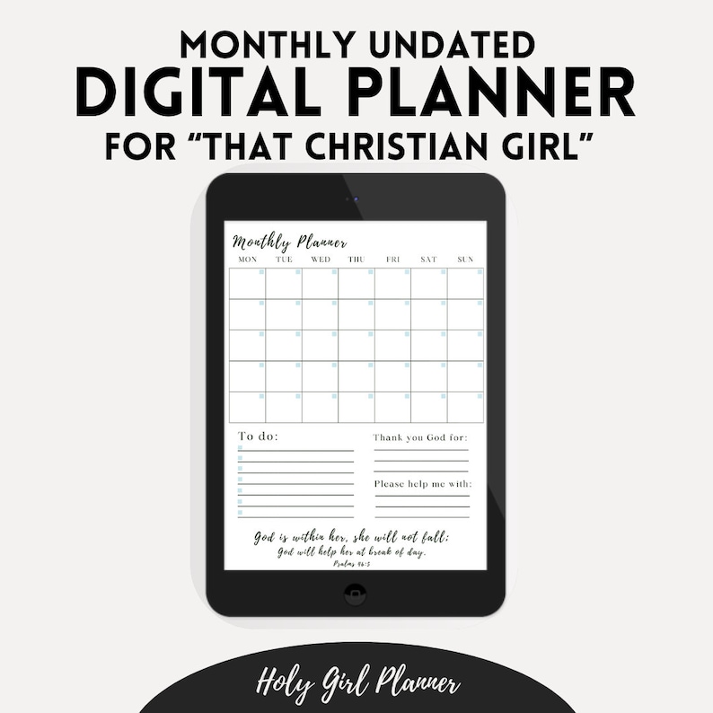 CHRISTIAN MONTHLY PLANNER Undated Monthly Planner With Bible Verse and ...