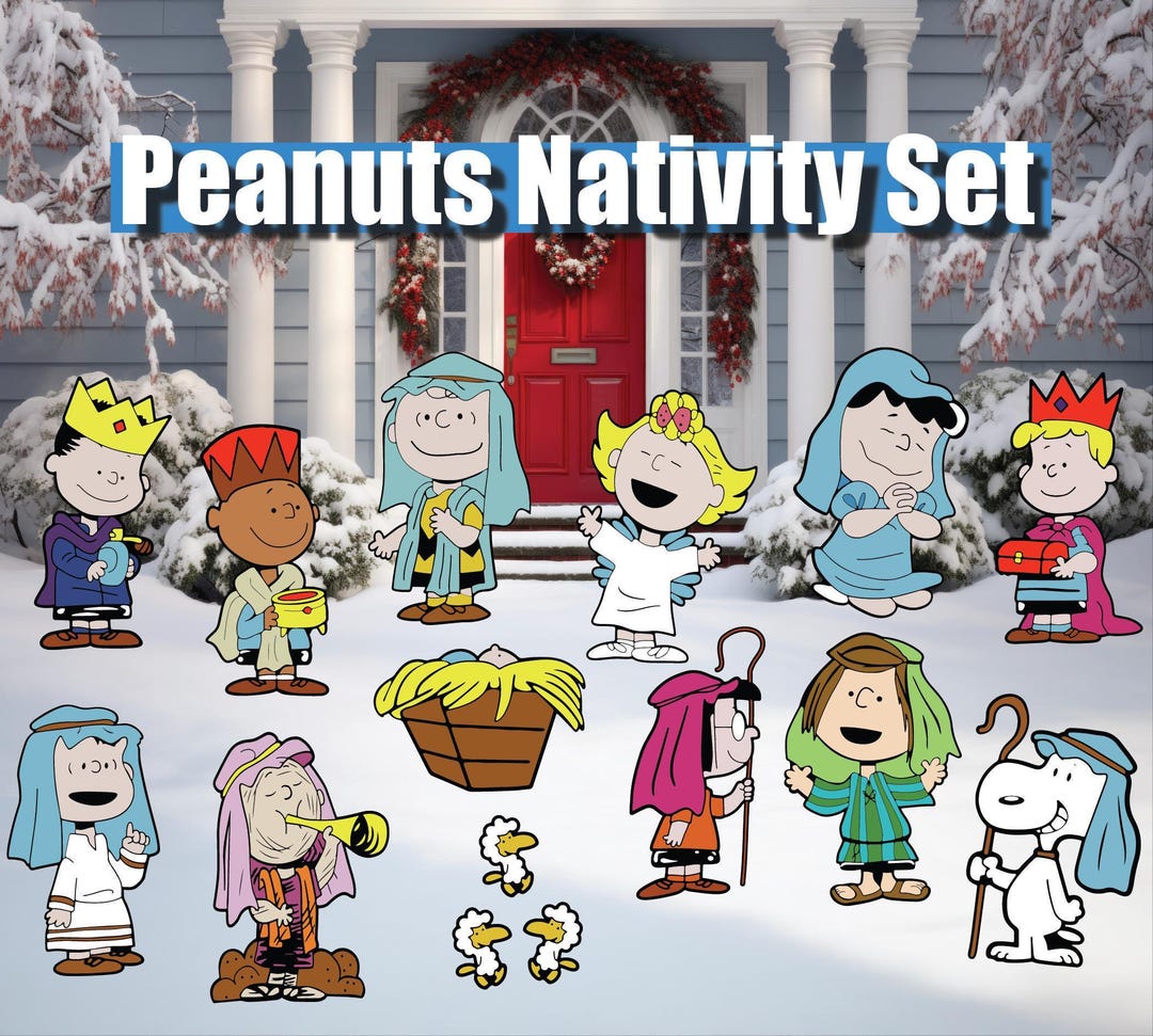 Peanuts nativity set snoopy christmas charlie brown decorations yard ...