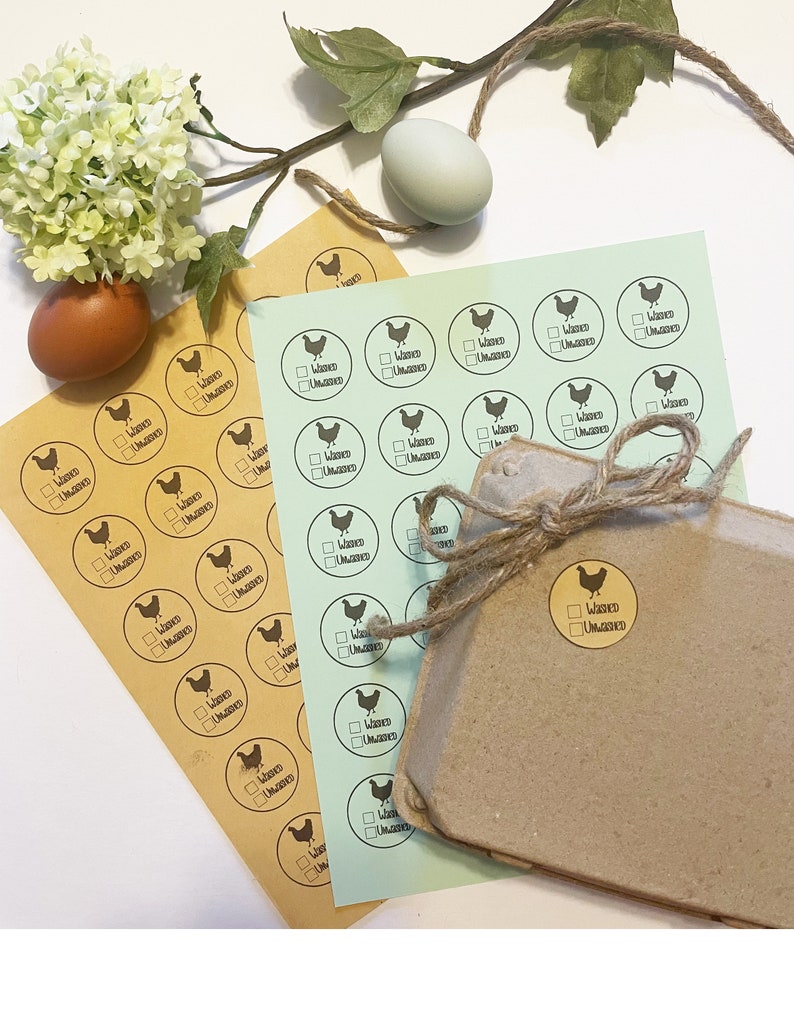 Washed Unwashed Egg Stickers | Printable Chicken Egg Labels | Digital ...