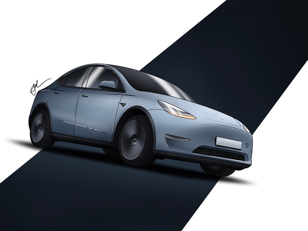 Tesla Model Y Digital Art Blue Procreate JPEG - Etsy Hong Kong