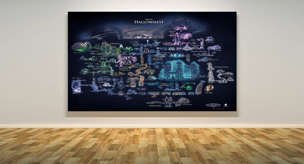 Hollow Knight Map Print, Canvas, Poster Wall Art and Decor, Canvas ...