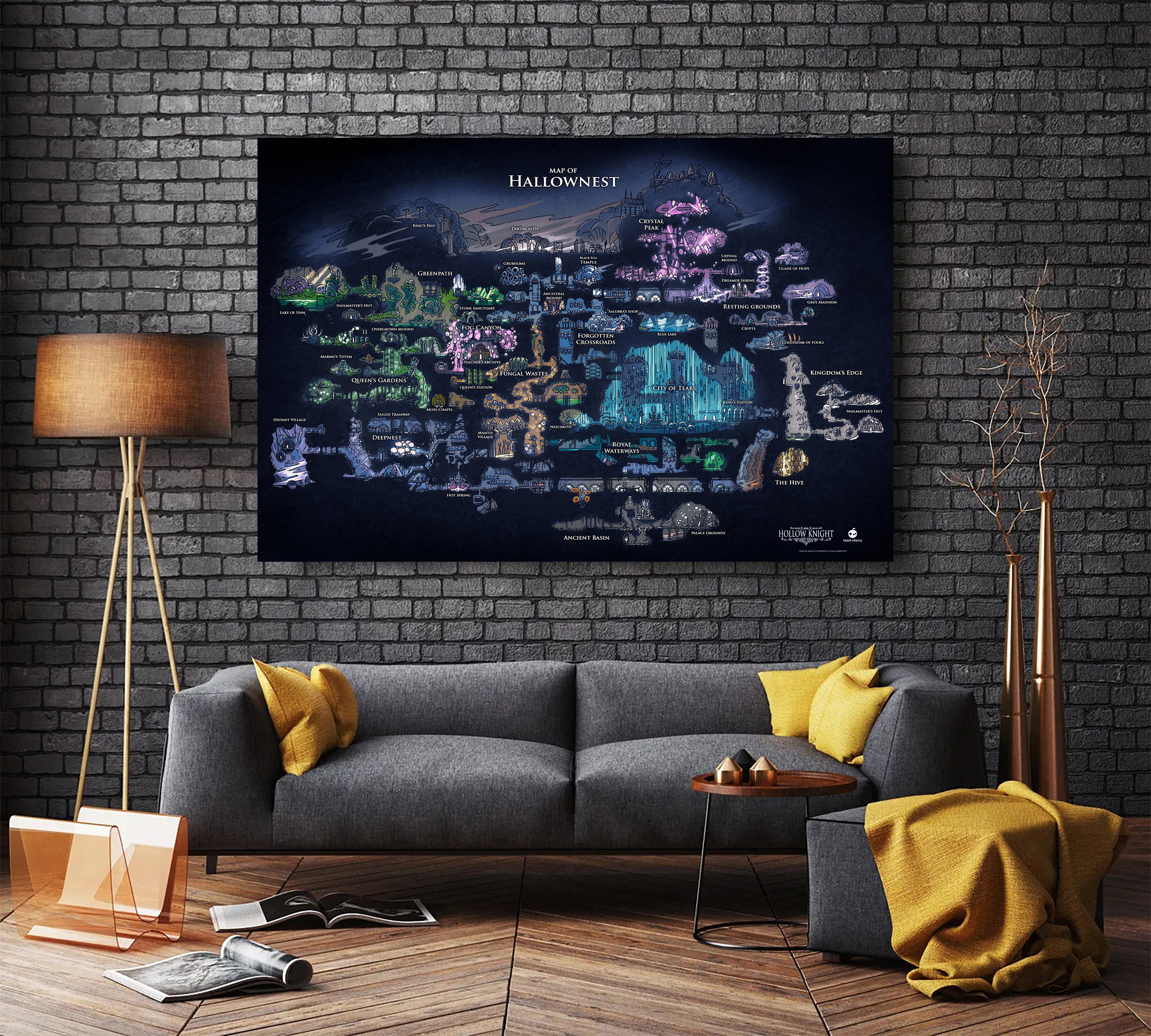 Hollow Knight Map Print, Canvas, Poster Wall Art and Decor, Canvas ...