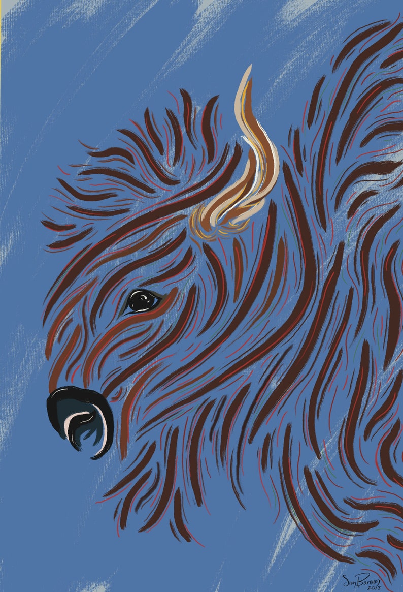 Line Drawing of Bison, Buffalo - Etsy