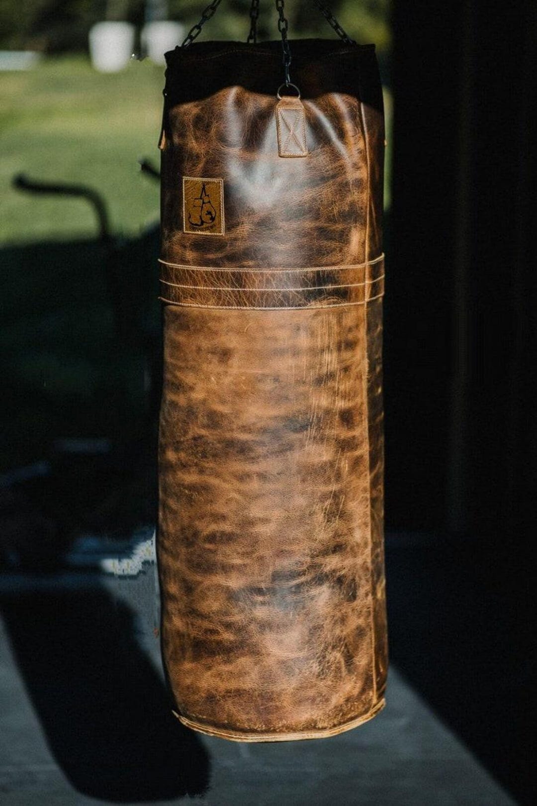 Double Tone Leather Punching Bag, Leather Heavy Punching Bag, Handmade ...
