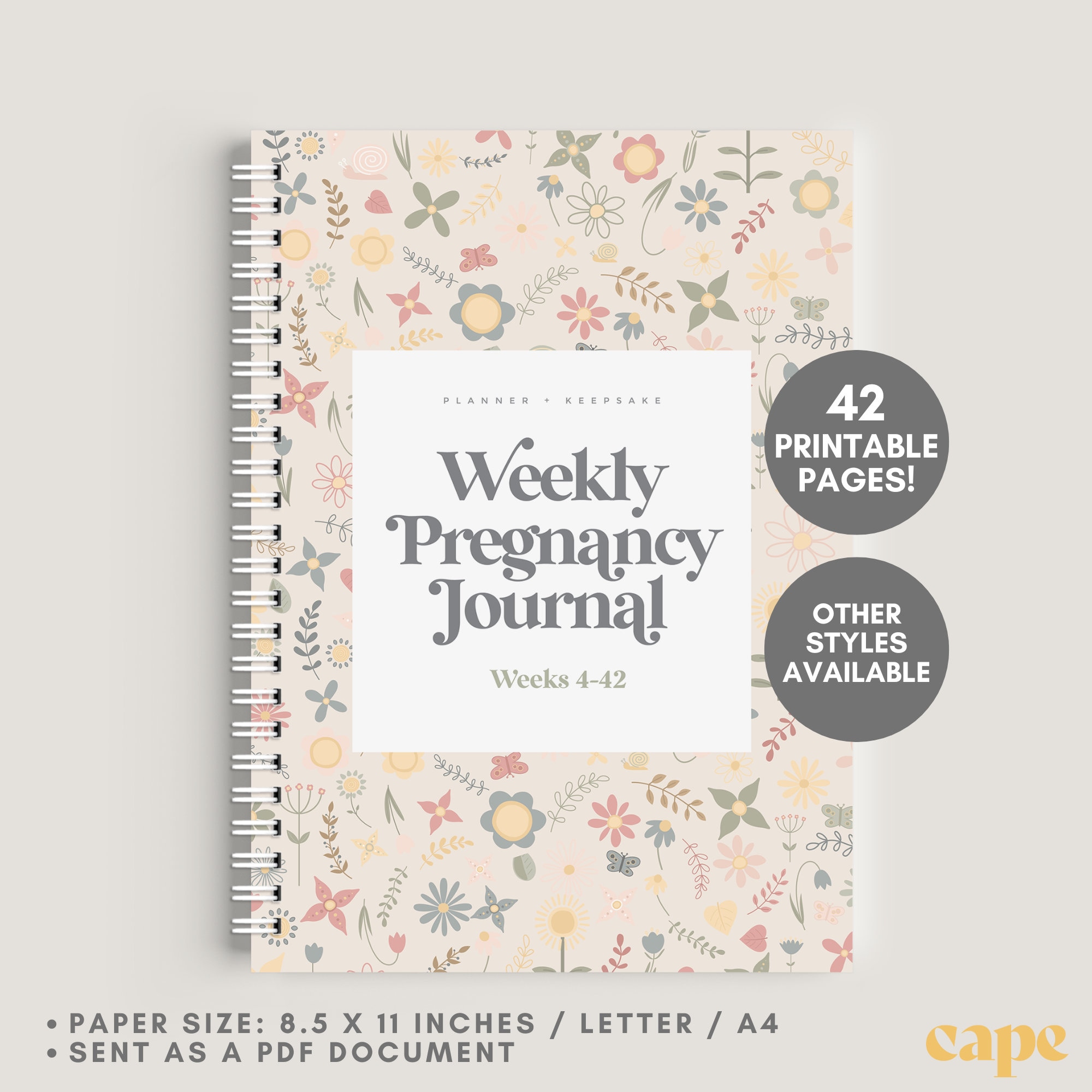 Printable Weekly Pregnancy Journal: Keepsake Planner (digital Download ...