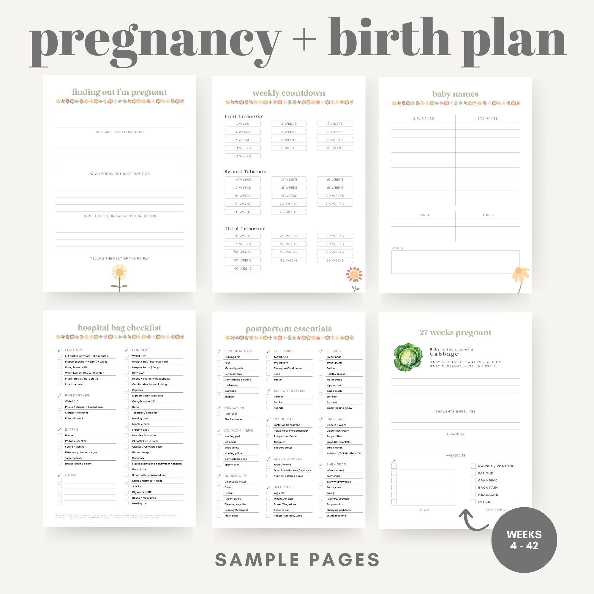 Printable Pregnancy Planner, Printable Pregnancy Journal, Bump to Baby ...