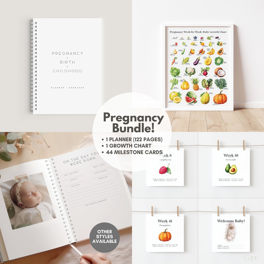 BUNDLE Minimalist Printable Pregnancy Planner, Printable Pregnancy ...