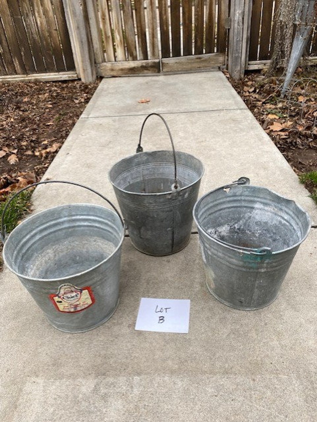 Set of 3 Galvanized True Vintage Farm Bucket Planters, Lot B - Etsy