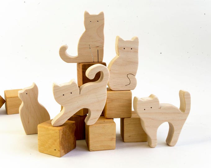 Lovely Simple Design Wooden Cats Animals Toys - Etsy
