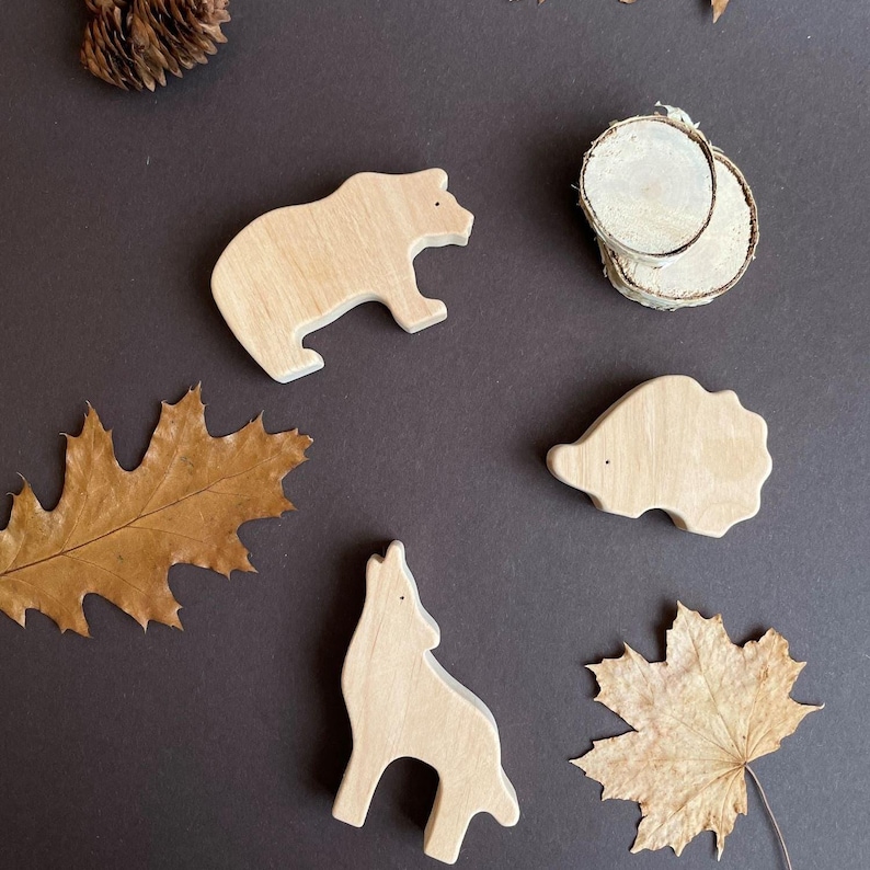 Simple Design Wooden Woodland Animals Figurines Toys for Toddler - Etsy