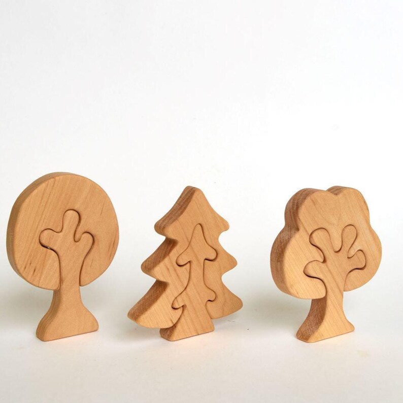 Minimalist Educational Wooden Miniature Trees Puzzles Figurines for ...