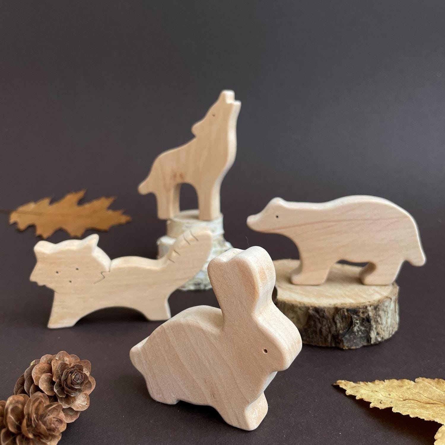 Simple Design Wooden Woodland Animals Figurines Toys for Toddler - Etsy
