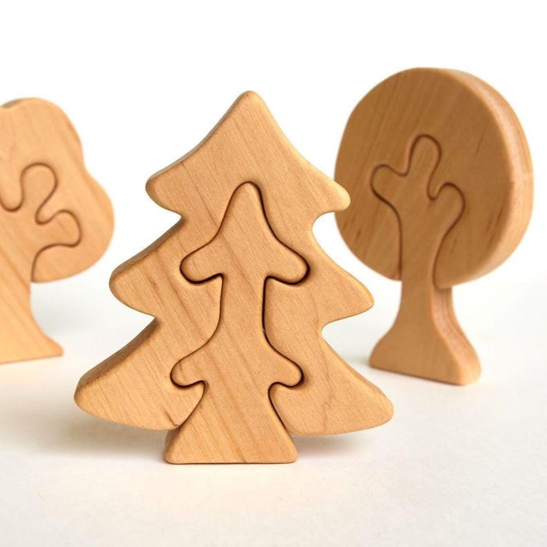Minimalist Educational Wooden Miniature Trees Puzzles Figurines for ...