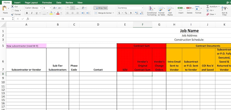 Construction Job Cost Tracker - Etsy