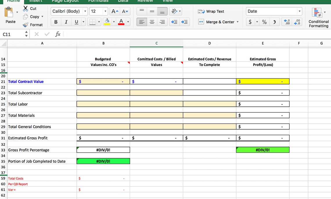 Construction Job Cost Tracker - Etsy