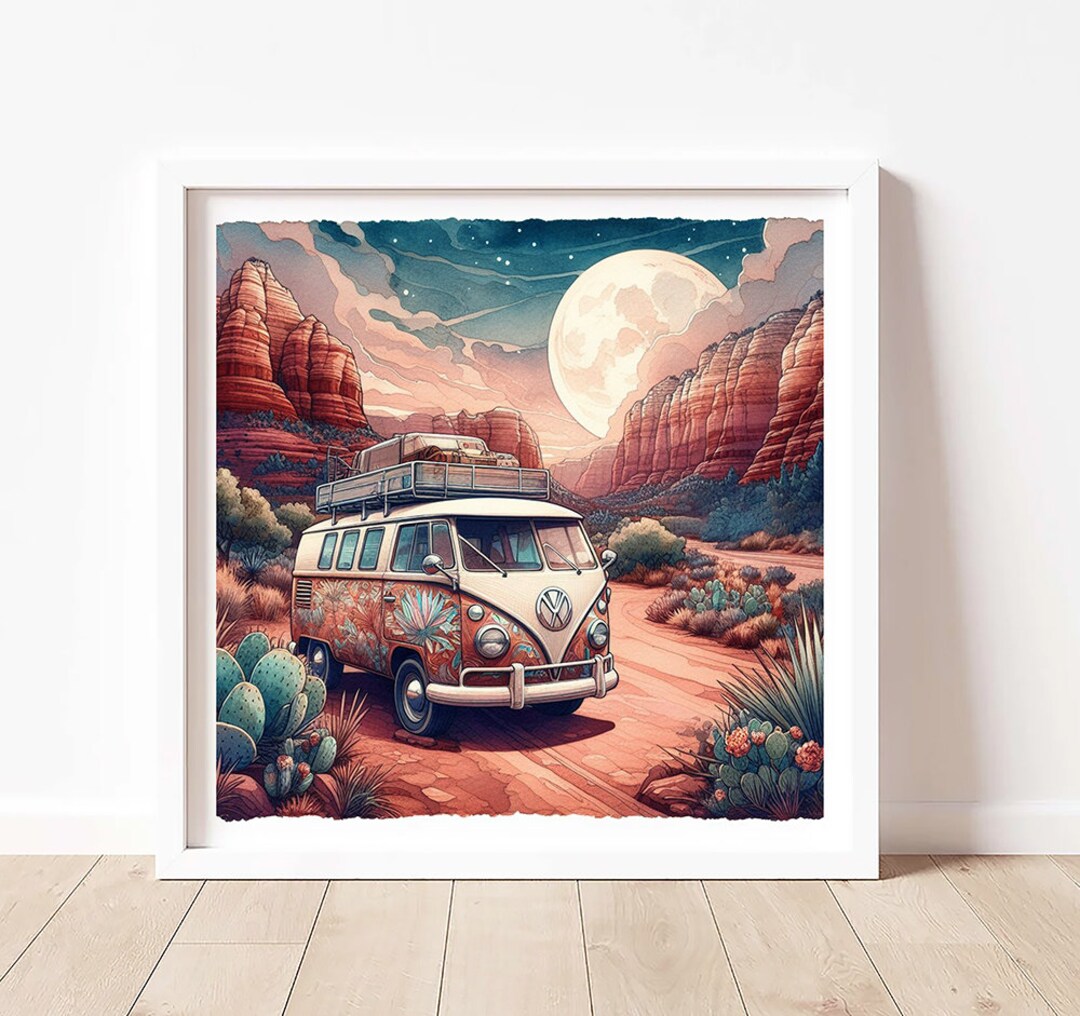 Van Life Art, Volkswagen Art, Camping Art, Camper Van Decor, Camping ...