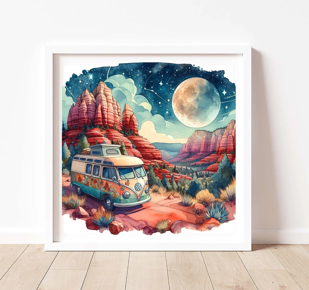 Van Life Art, Volkswagen Art, Camping Wall Art, Camper Van Decor ...