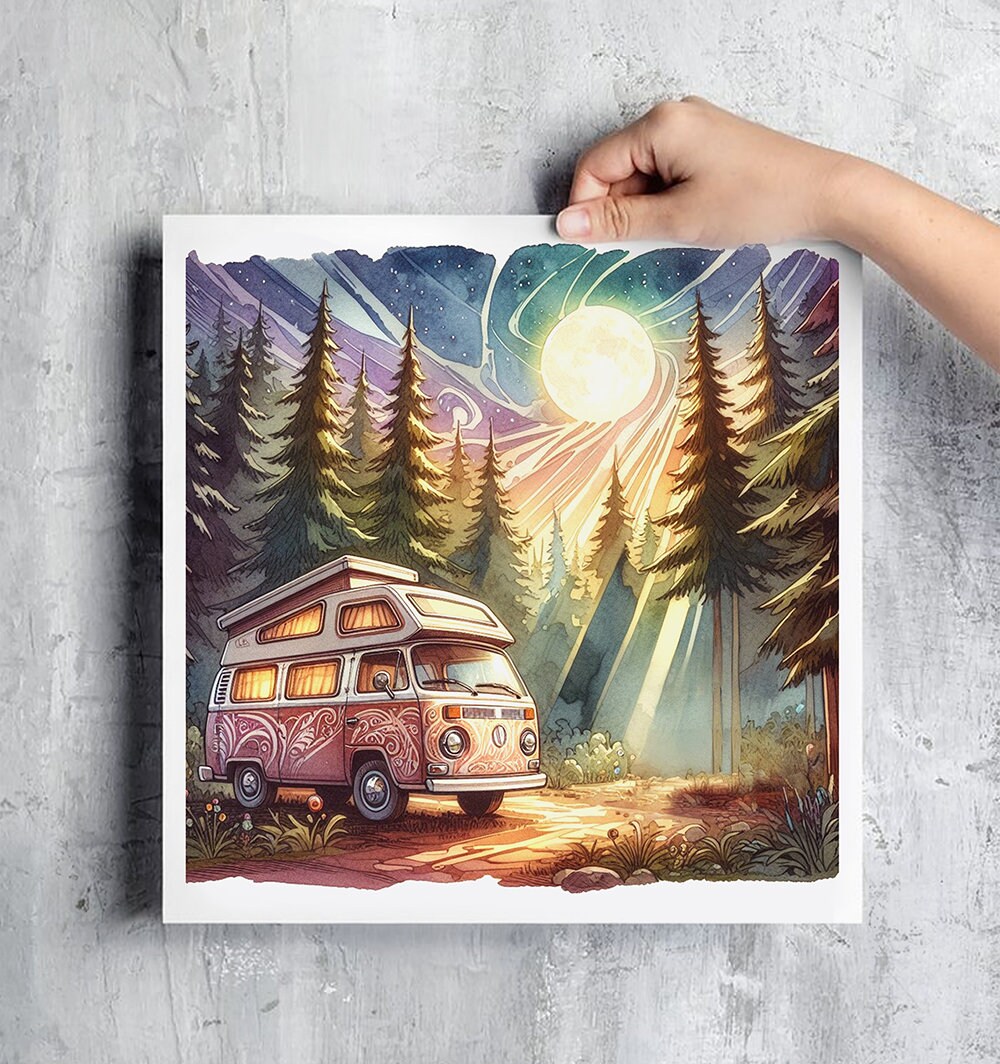 Van Life Art, Volkswagen Art, Camping Art, Camper Van Poster, Camper ...
