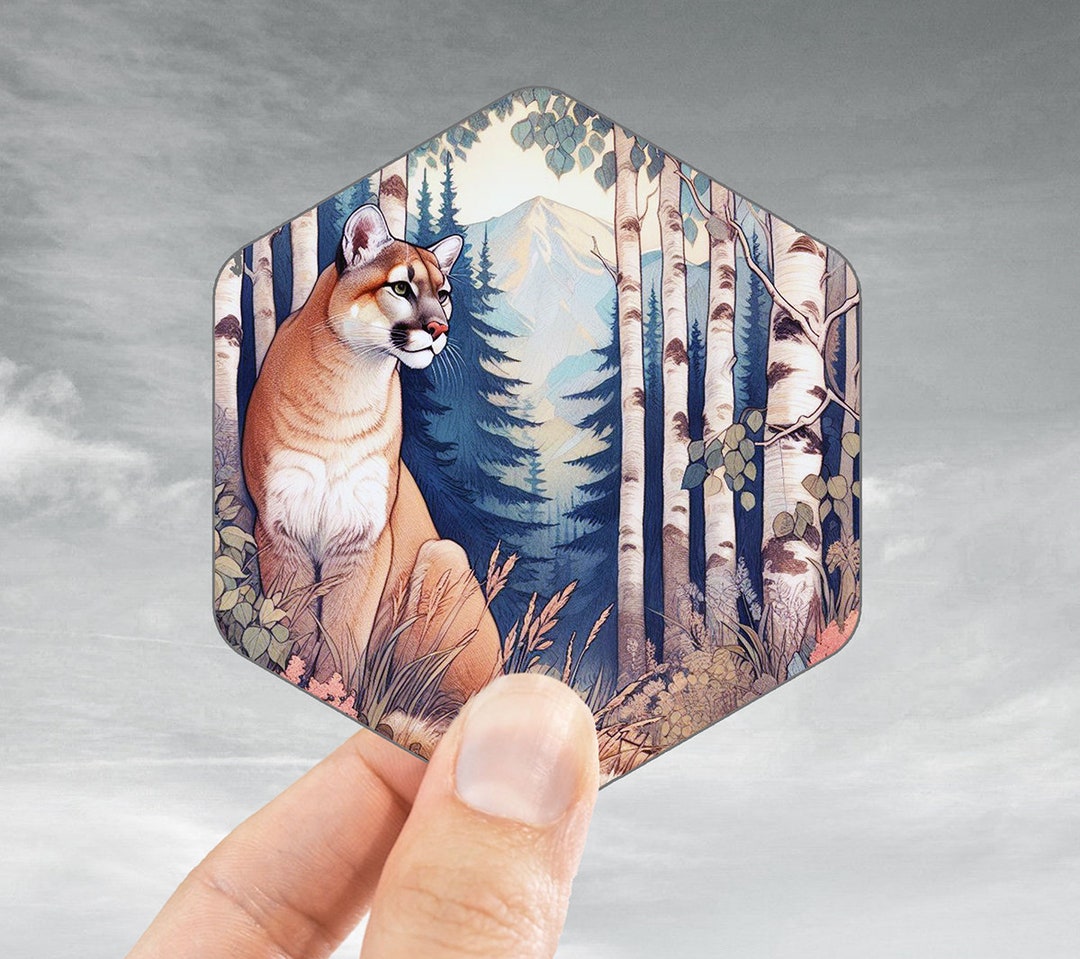 Mountain Lion Sticker, Wildlife Sticker, Big Cat Art, Vinyl Sticker - Etsy