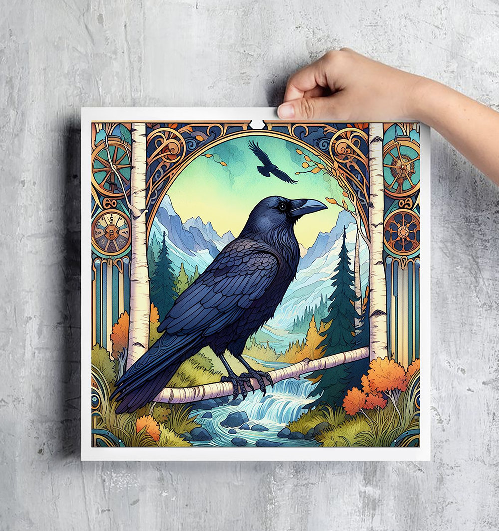 Raven Fantasy Art, Raven Illustration, Raven Wall Art, Bird Art Print ...
