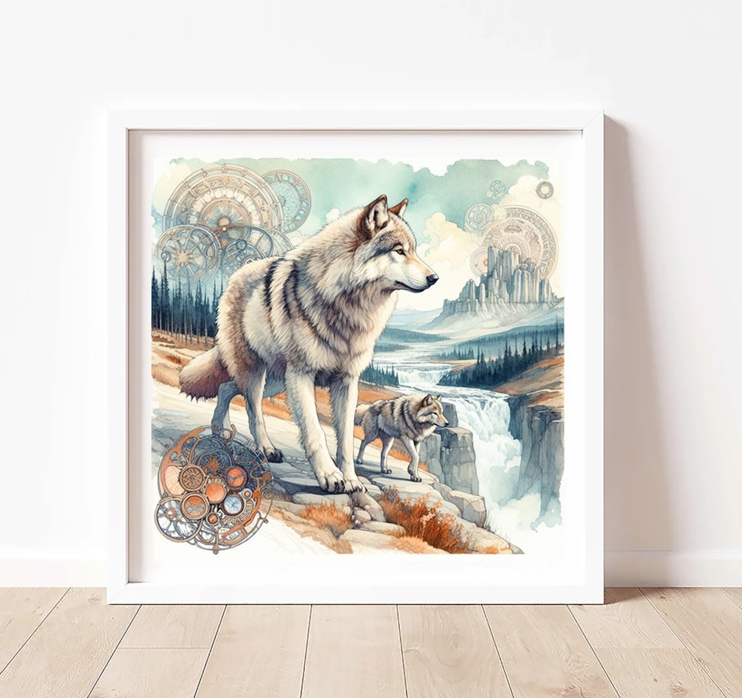 Wolf Art, Nature Art, Wolf Pack Poster, Wolf Illustration Art, Gift for ...