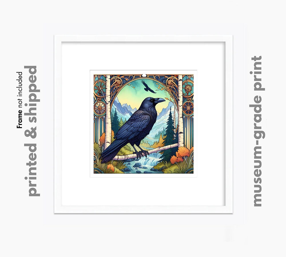 Raven Fantasy Art, Raven Illustration, Raven Wall Art, Bird Art Print ...