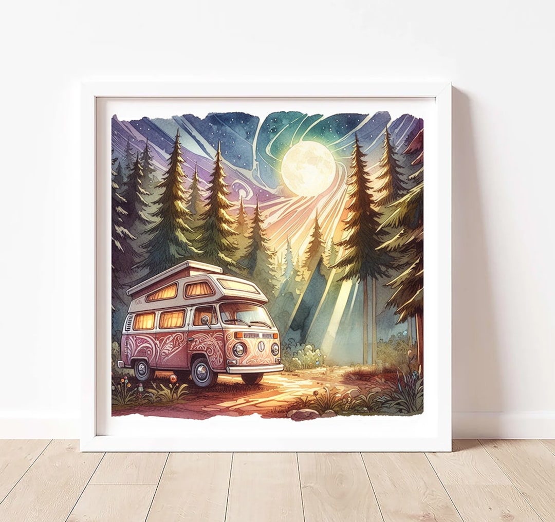 Van Life Art, Volkswagen Art, Camping Art, Camper Van Poster, Camper ...