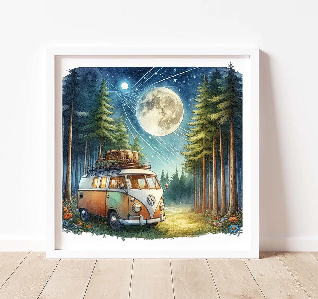 Van Life Art, Volkswagen Art, Camping Art, Camper Van Decor, Camping ...