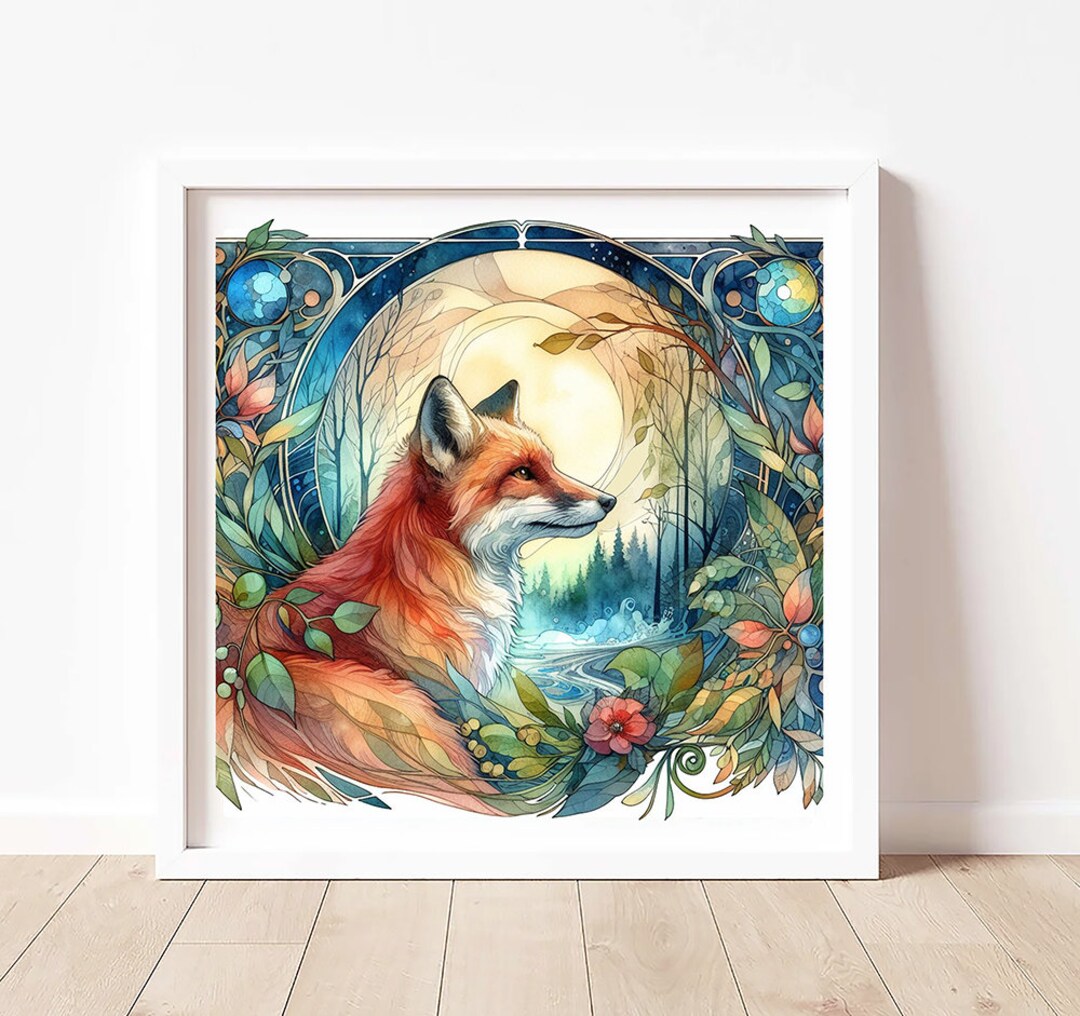 Red Fox Print, Wall Art Fox, Cute Fox Print, Fox Art, Fox Illustration ...