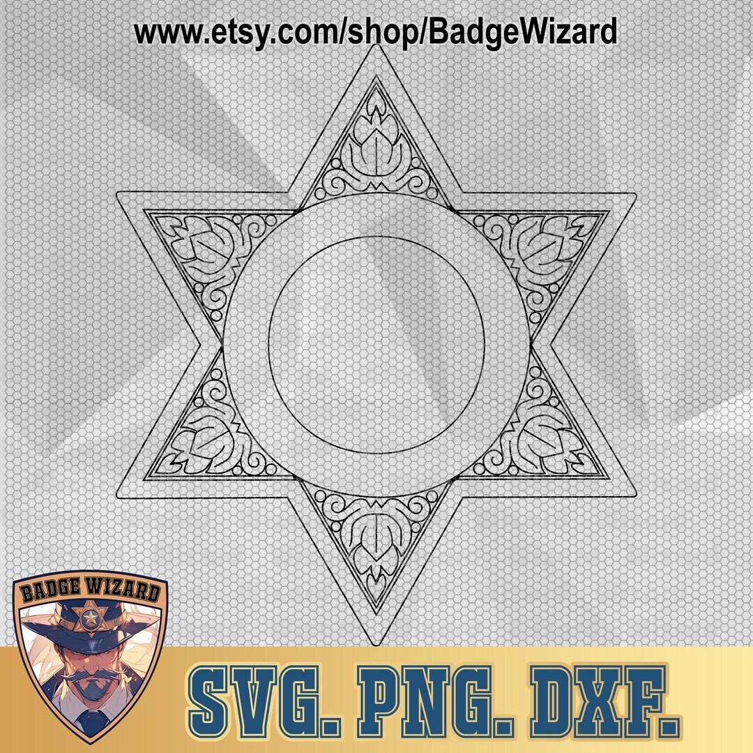 Blank 6 Point Star Badge Template, Vector Art (SVG, PNG, DXF) - Etsy