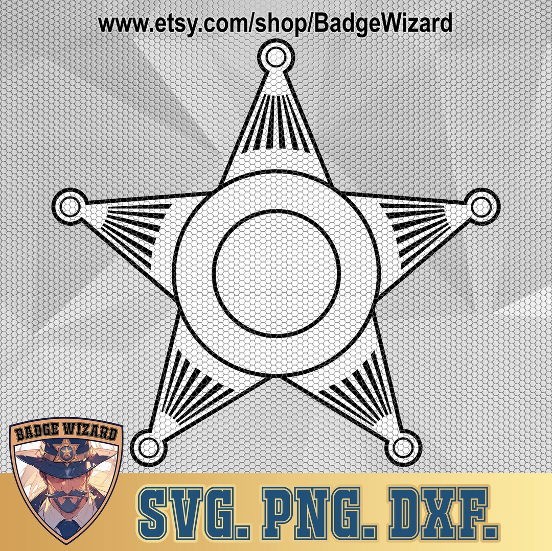 Blank 5 Point Star Ball Tipped Badge Svg, Template Blank Badge Png, Dxf ...