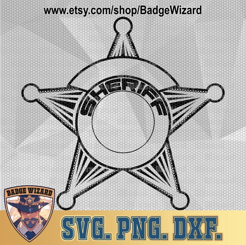 Blank 5 Point Star Sheriff Badge Svg, Template Blank Badge Png, Dxf ...
