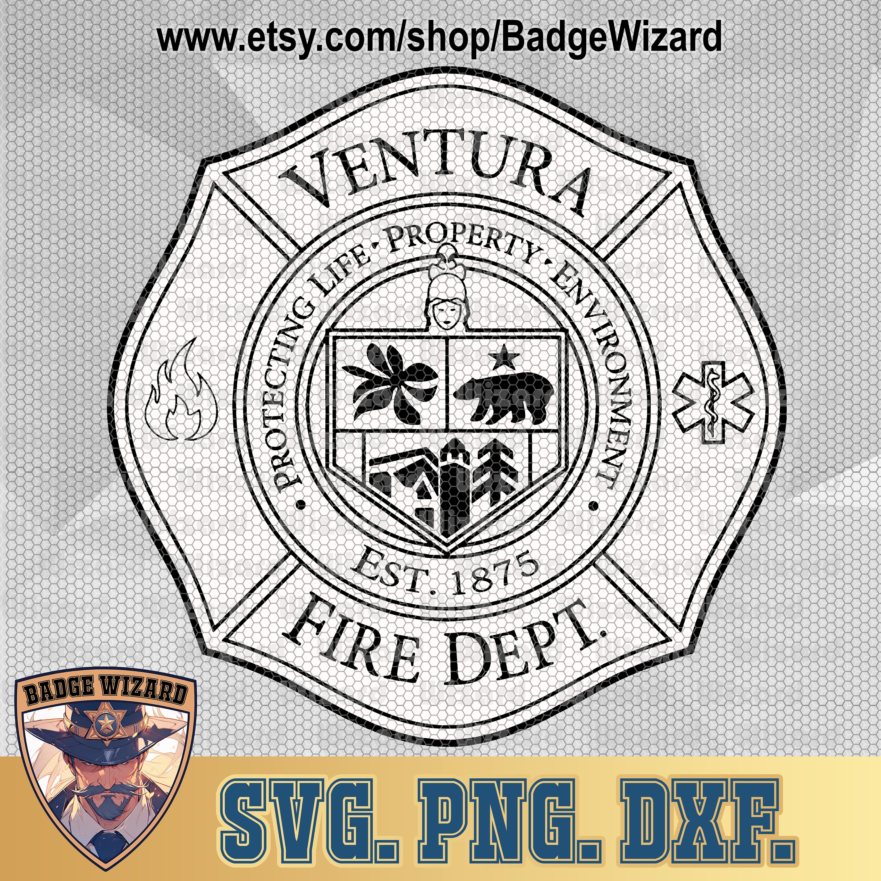 Ventura California Fire Department SVG, CA Fire Ems Rescue SVG, Png ...