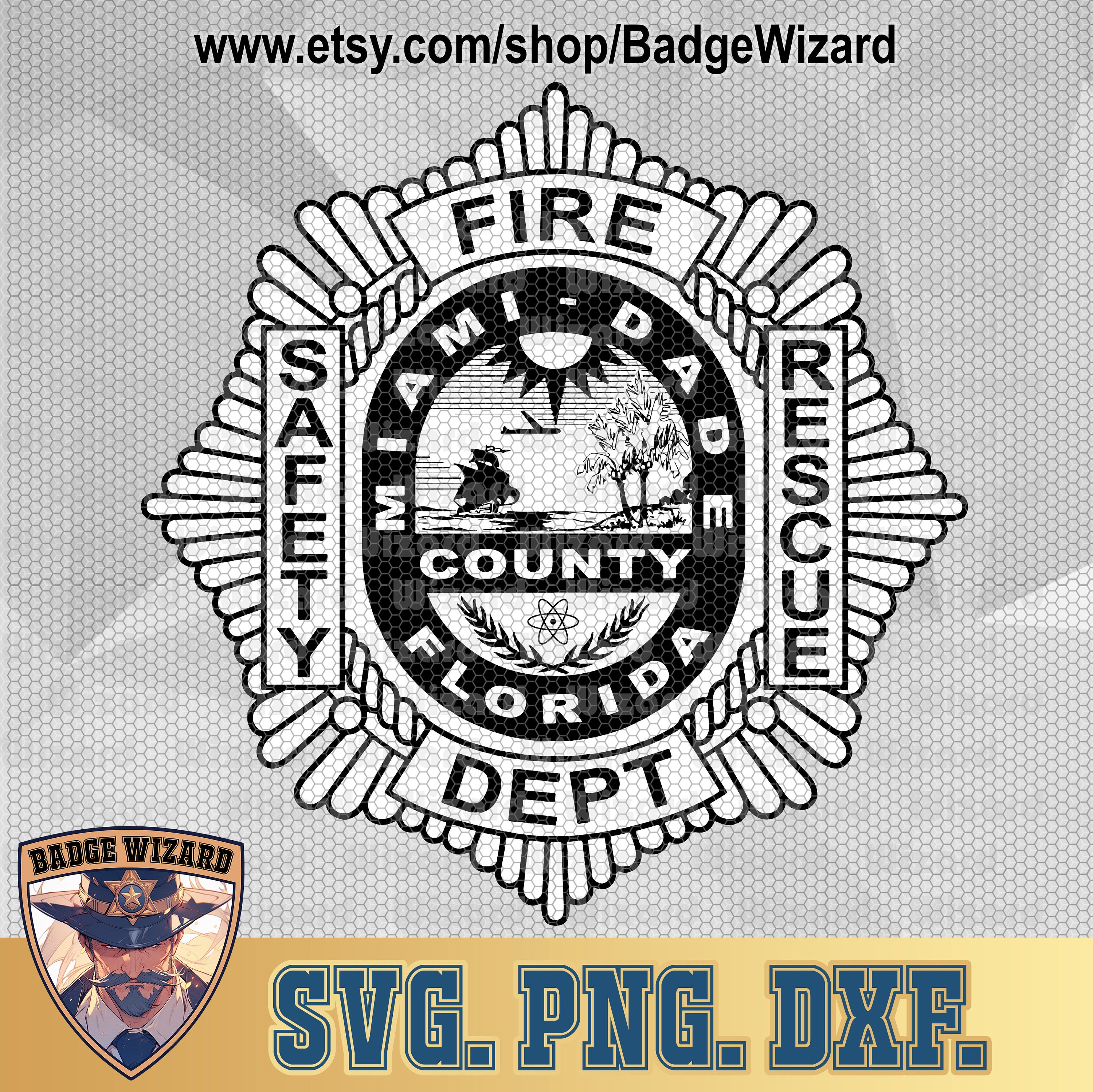 Miami Dade Fire Rescue Badge SVG, PNG, DXF (digital File) - Etsy